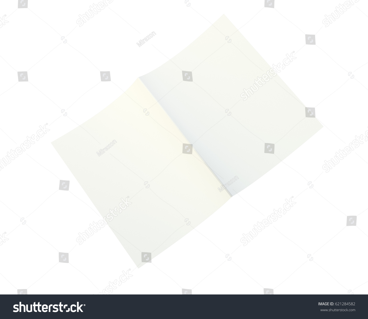 Empty Folded Leaflet Paper 3d Rendering Stock Illustration 621284582