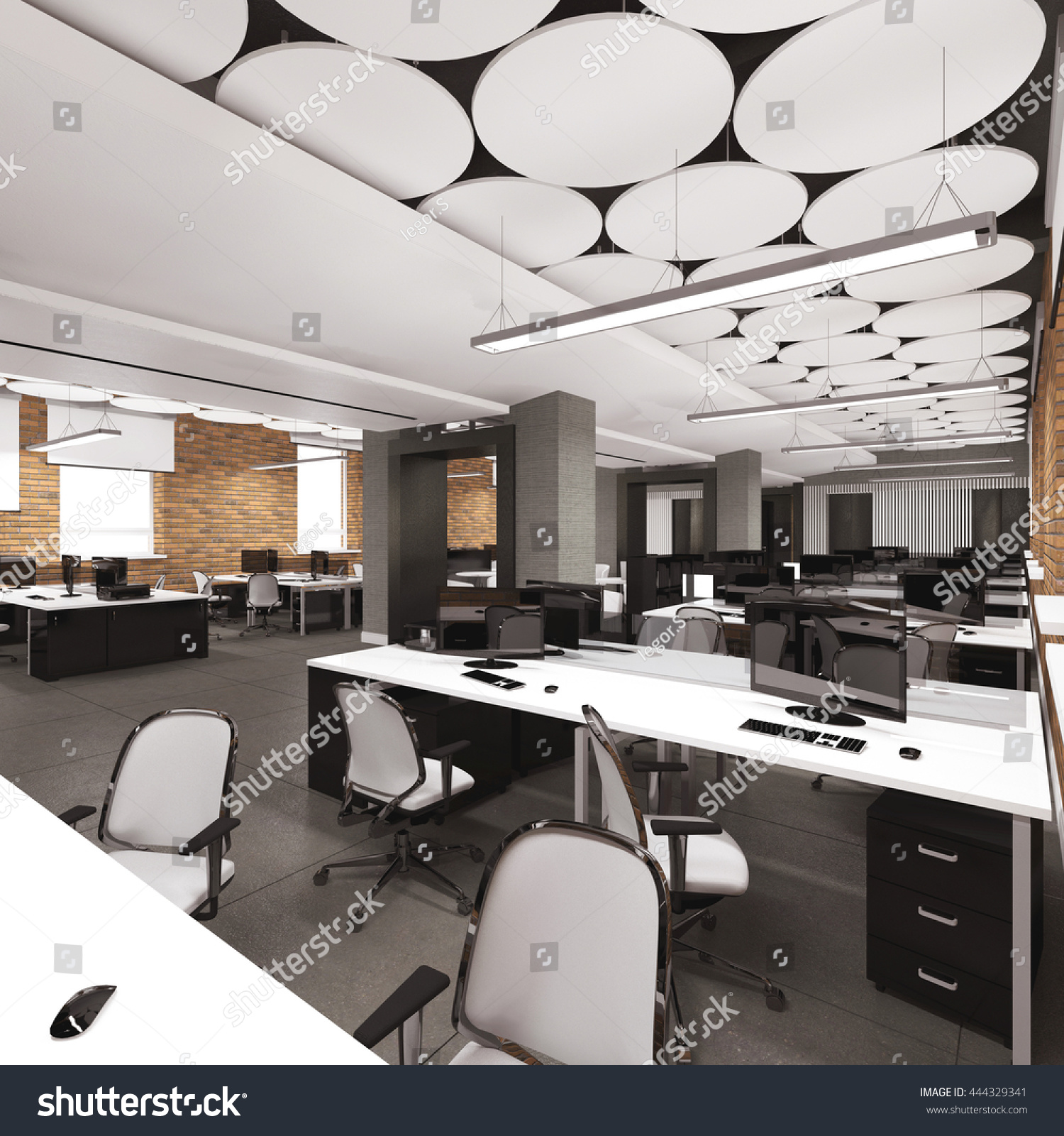 Empty Modern Office Interior Work Place Stock Illustration 444329341 ...