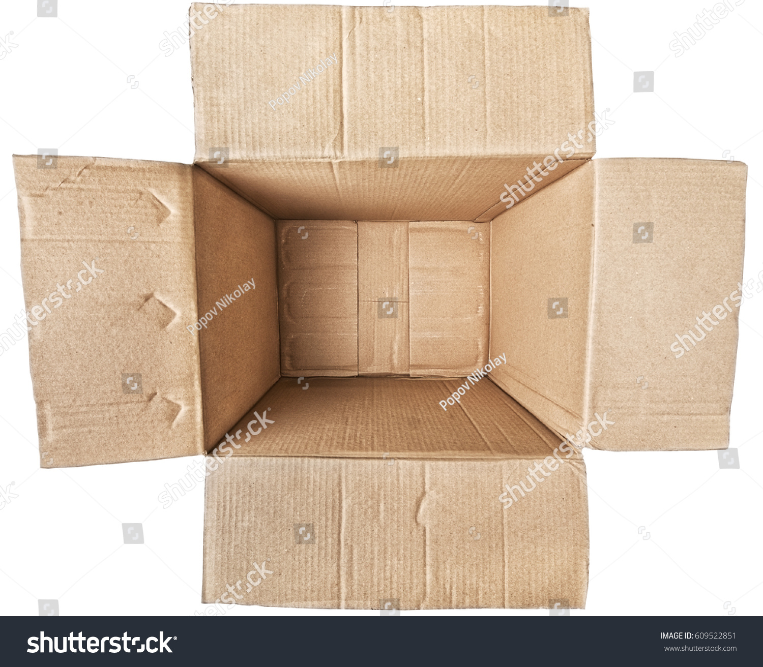 Empty Open Rectangular Cardboard Box Close Stock Photo 609522851 ...