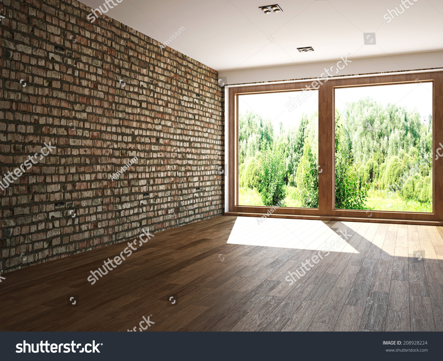 Empty Room Window Stock Illustration 208928224