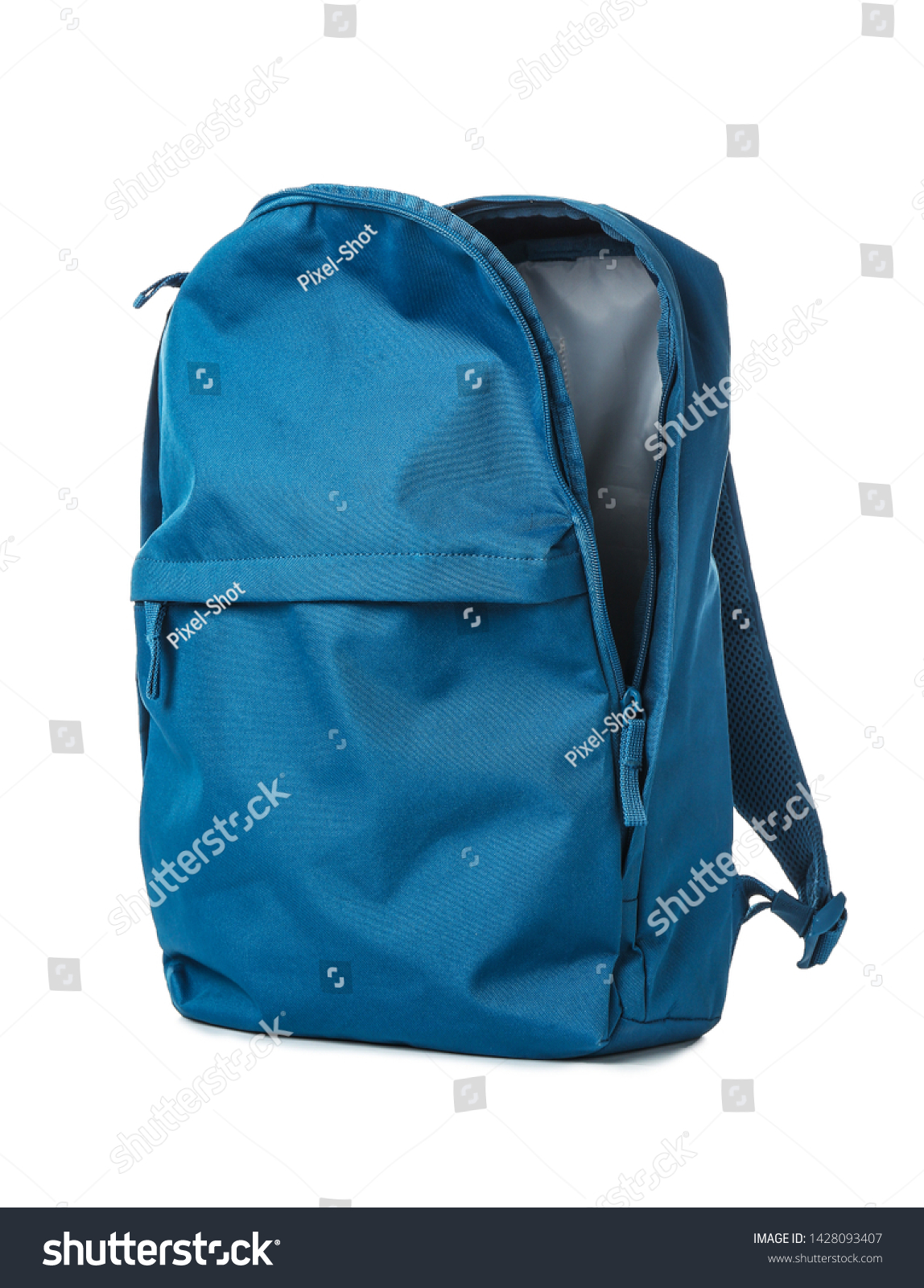 Empty School Backpack On White Background Stock Photo 1428093407 ...