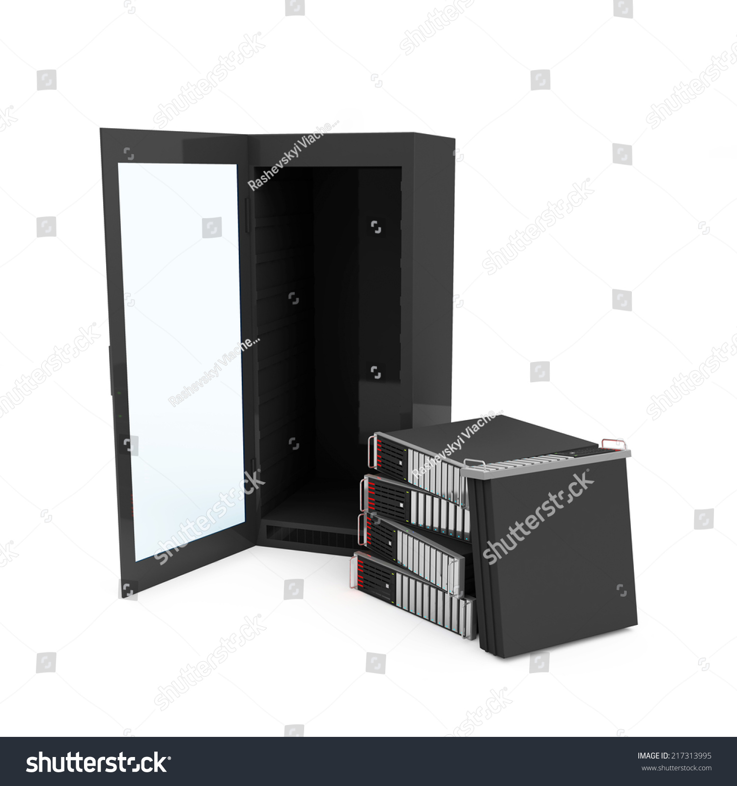 Empty Server Rack Server Computers Isolated Stock Illustration 217313995