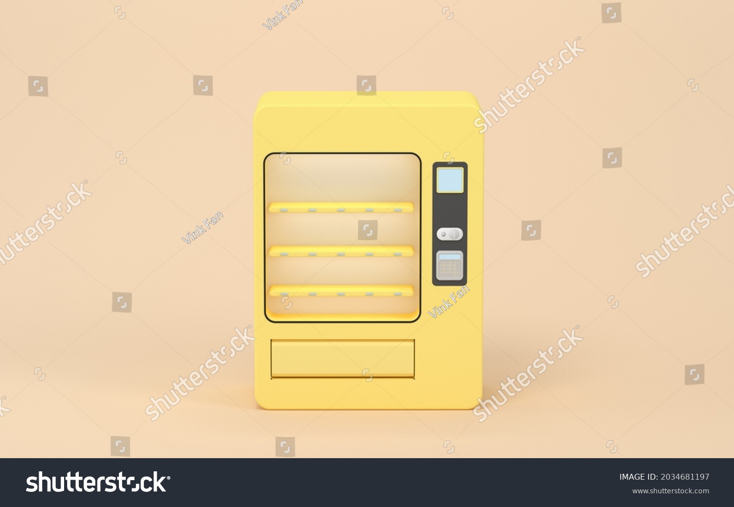 Empty Vending Machine Yellow Background 3d Stock Illustration 2034681197