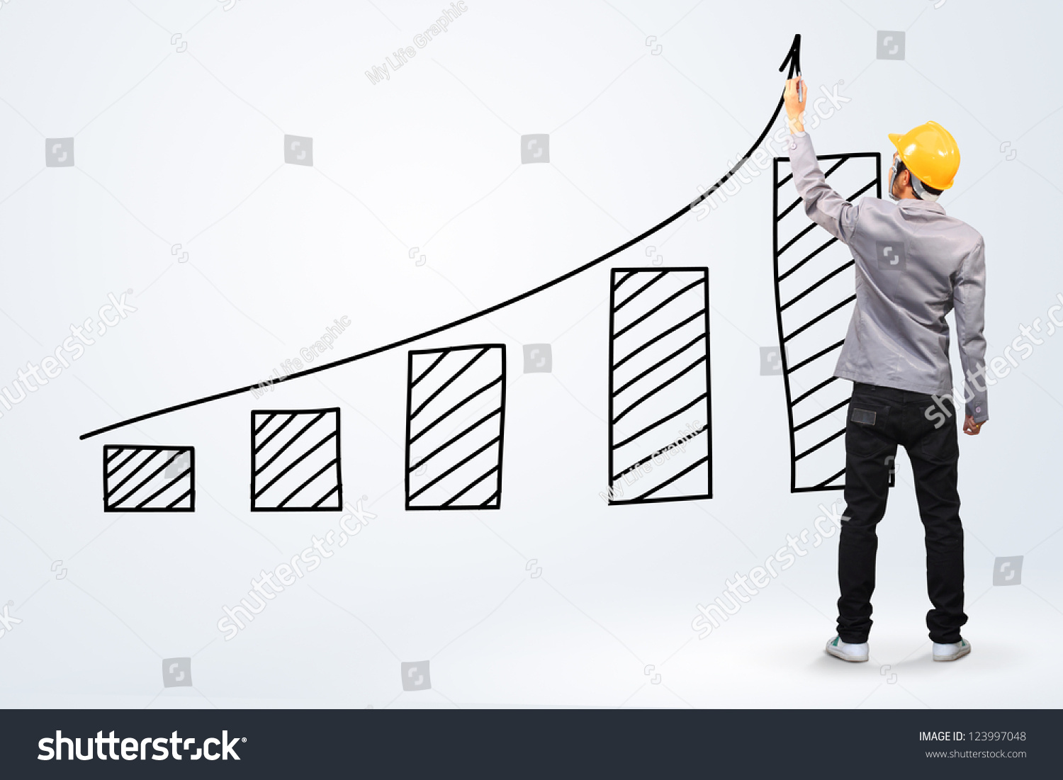 Engineer Drawing Graph Stock Illustration 123997048