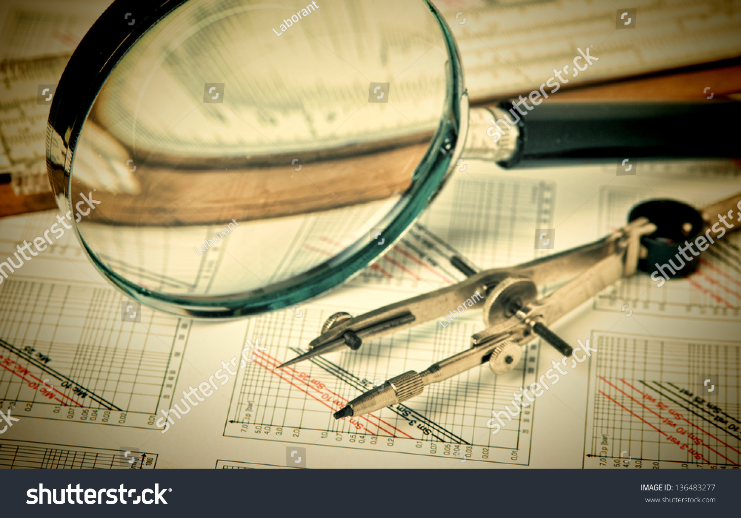 Engineering Tools On Technical Drawing Stock Photo 136483277 | Shutterstock