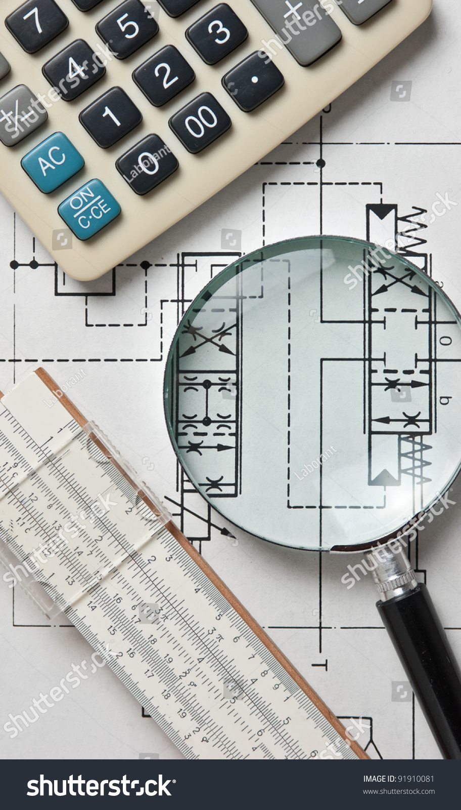 Engineering Tools On Technical Drawing Stock Photo 91910081 | Shutterstock