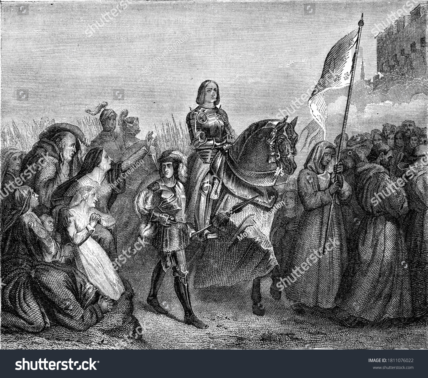 Entry Jeanne Darc Orleans Vintage Engraving ภาพประกอบสต็อก 1811076022