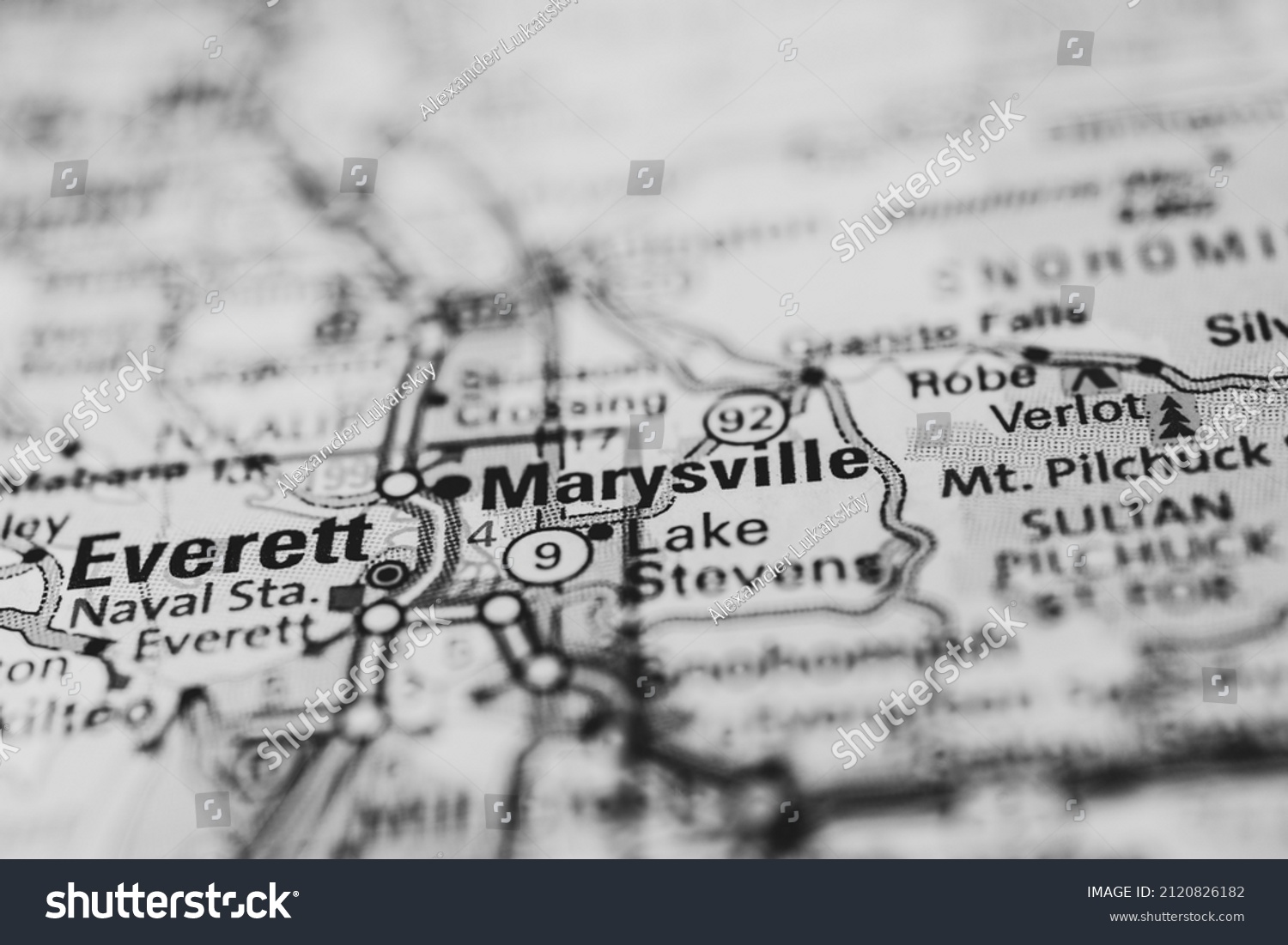 Everett On Map Background Stock Photo 2120826182 | Shutterstock