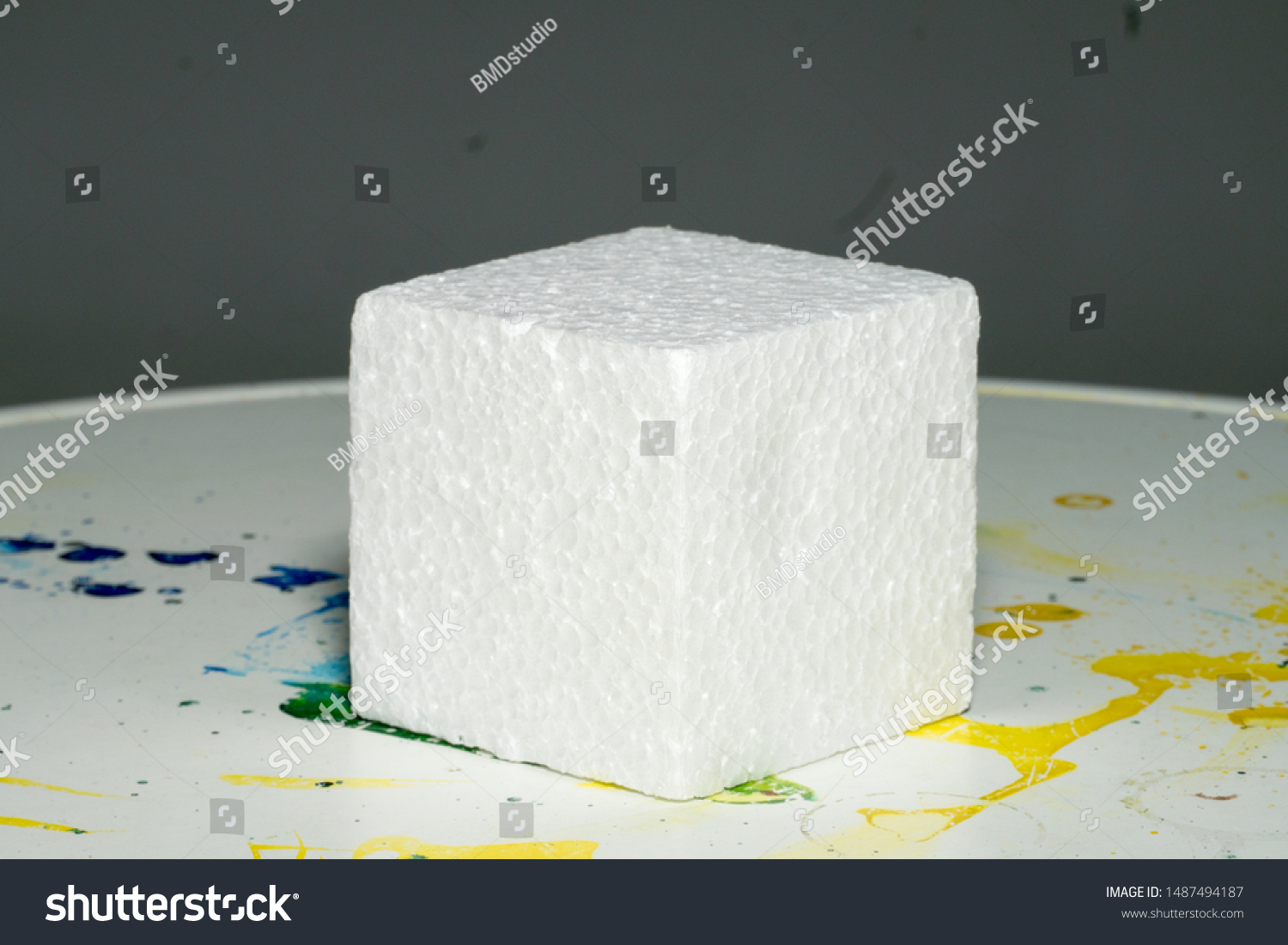 Expanded Polystyrene Cube On Table Stock Photo (Edit Now) 1487494187