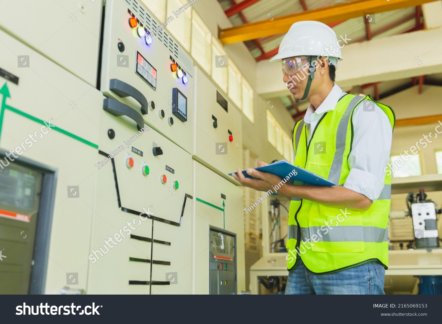 Experienced Electrician Working Power Plant Control Stock Photo ... Experienced Electrician Working Power Plant Control Stock Photo ...