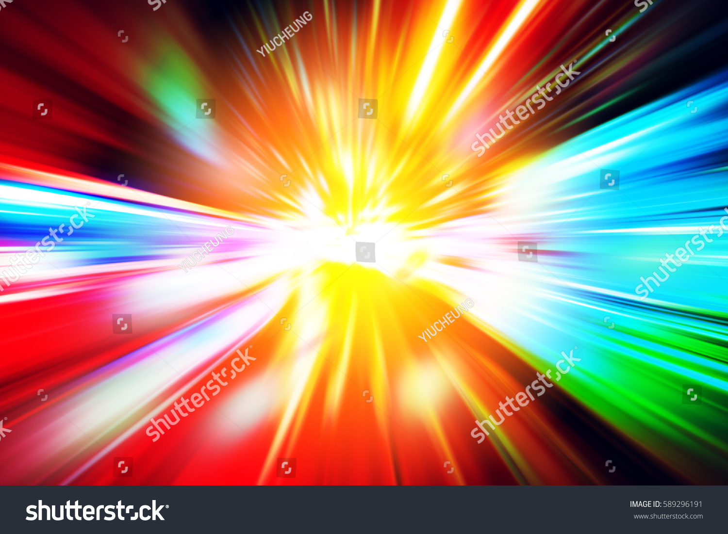 Explosive Light Speed Effect Stock Photo (Edit Now) 589296191