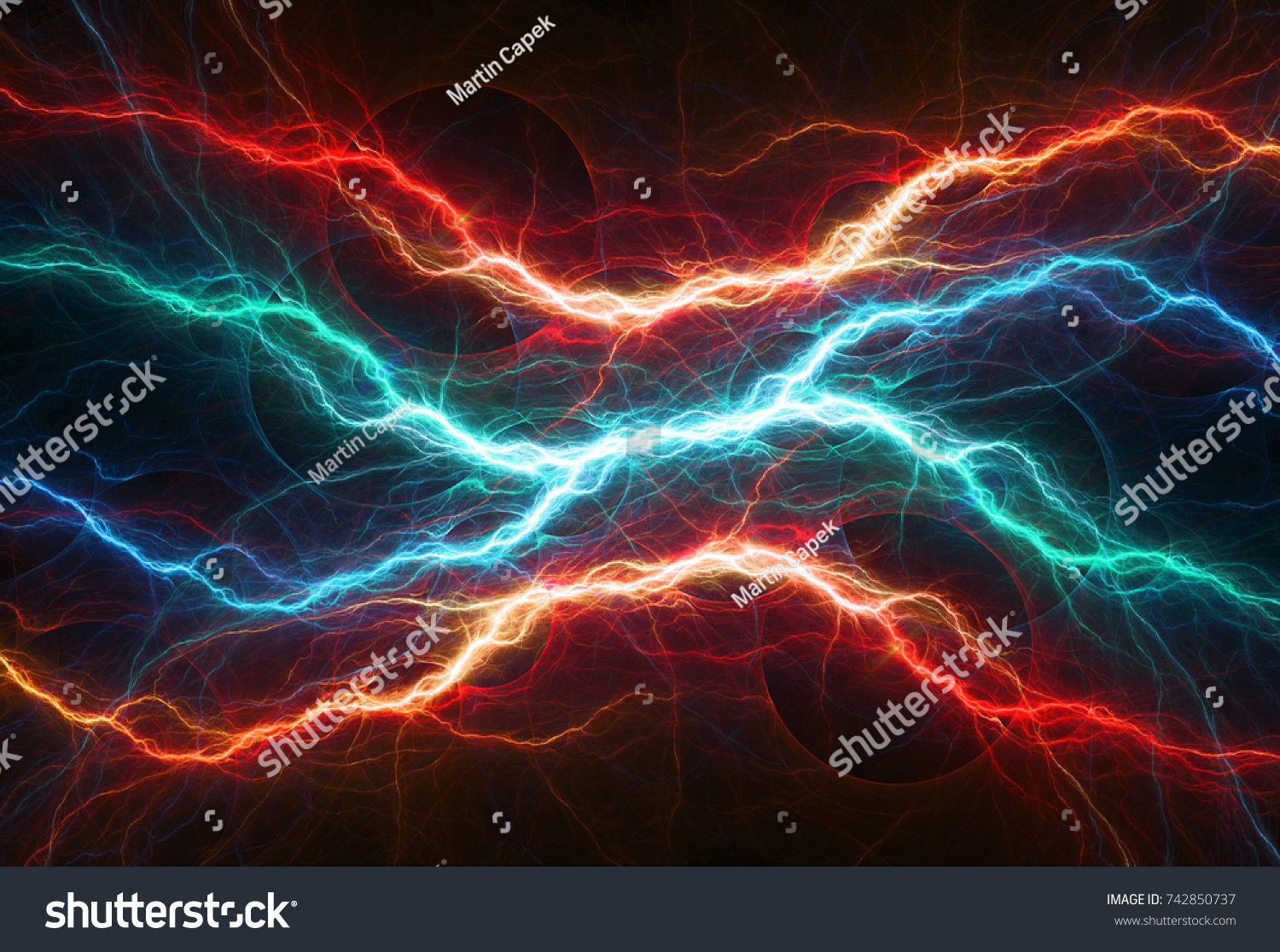 Fire Ice Plasma Lightning Electrical Power Stock Illustration 742850737