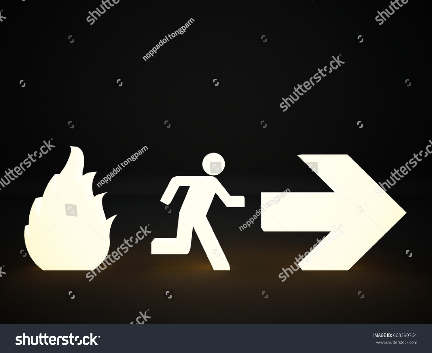 Fire Exit 3d Rendering Stock Illustration 668390764 | Shutterstock