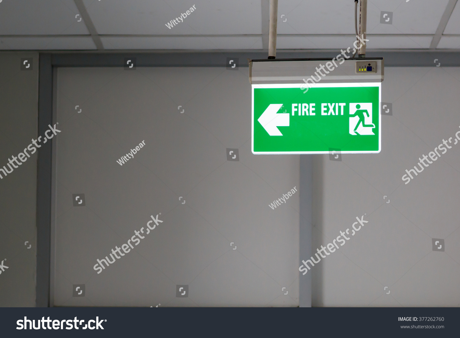 Fire Exit Light Sign Stock Photo (Edit Now) 377262760