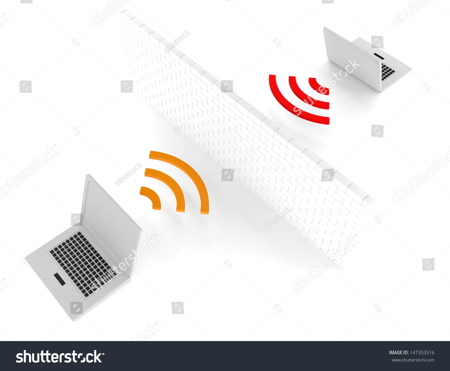 Firewall Computer Network Wifi 3d Render Stock Illustration 147353516