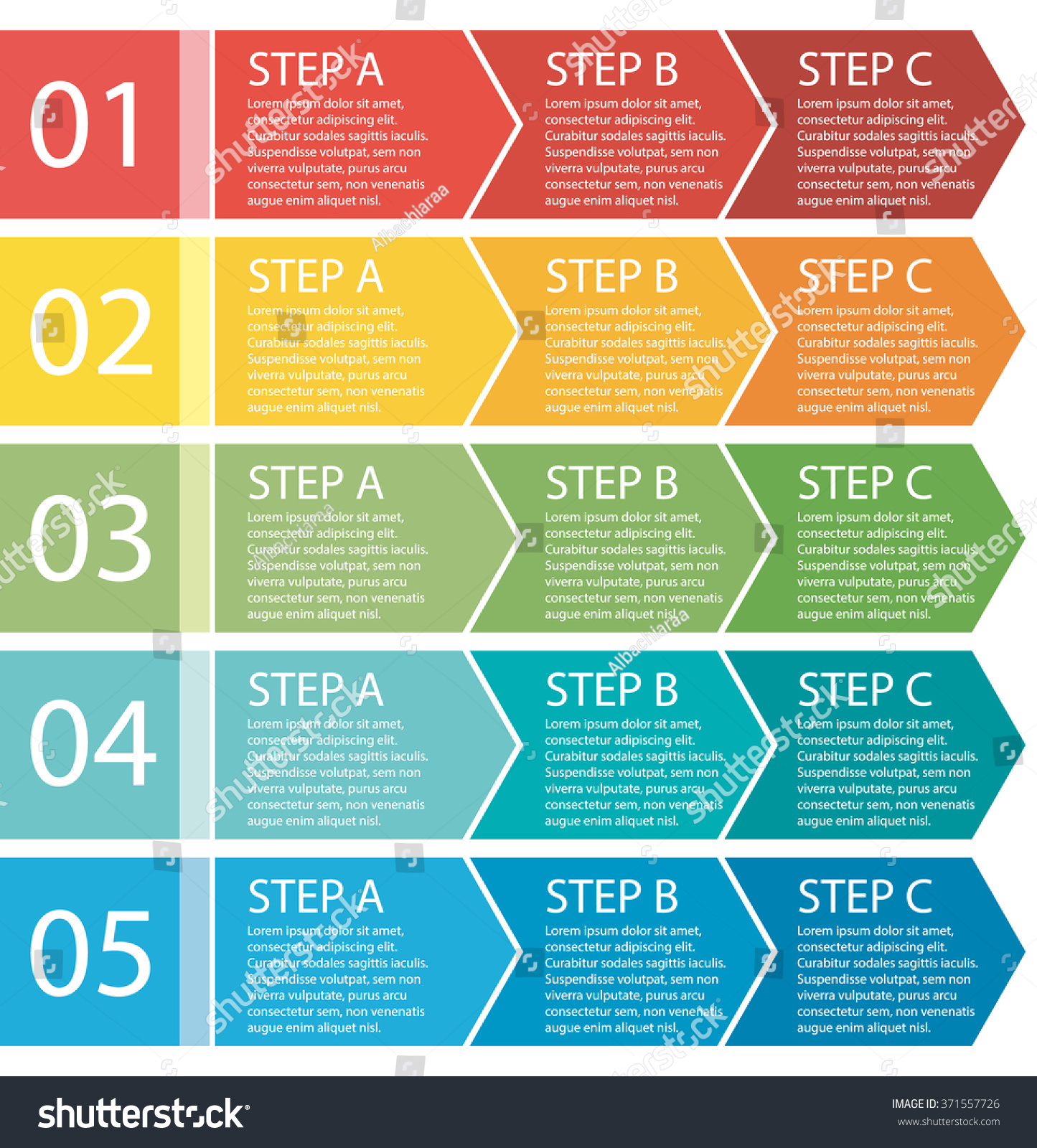 Flat Design Process Arrows Boxes Step Stock Illustration 371557726 ...