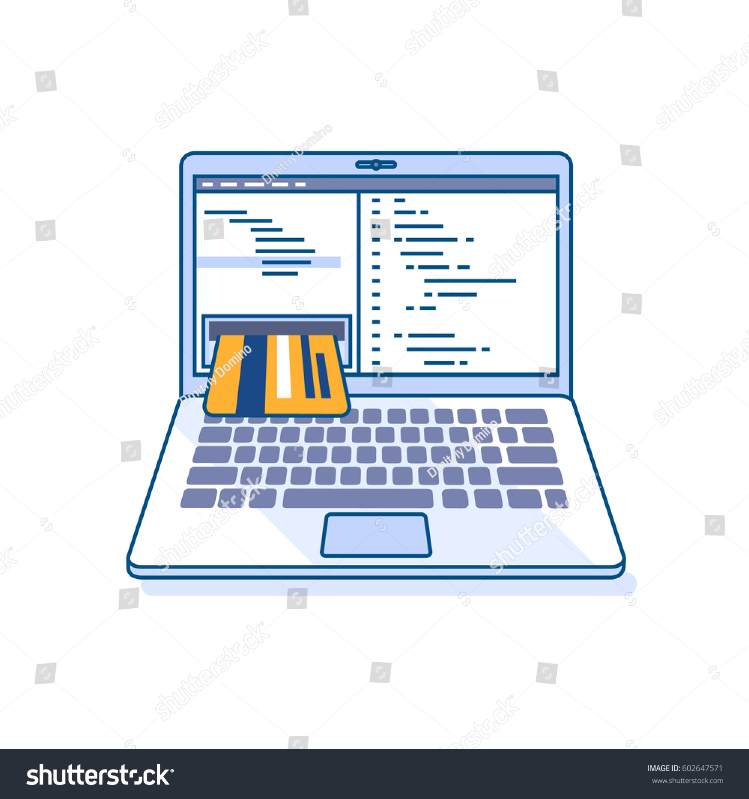 Flat Line Illustration Freelance Programming Code Stock Illustration ...