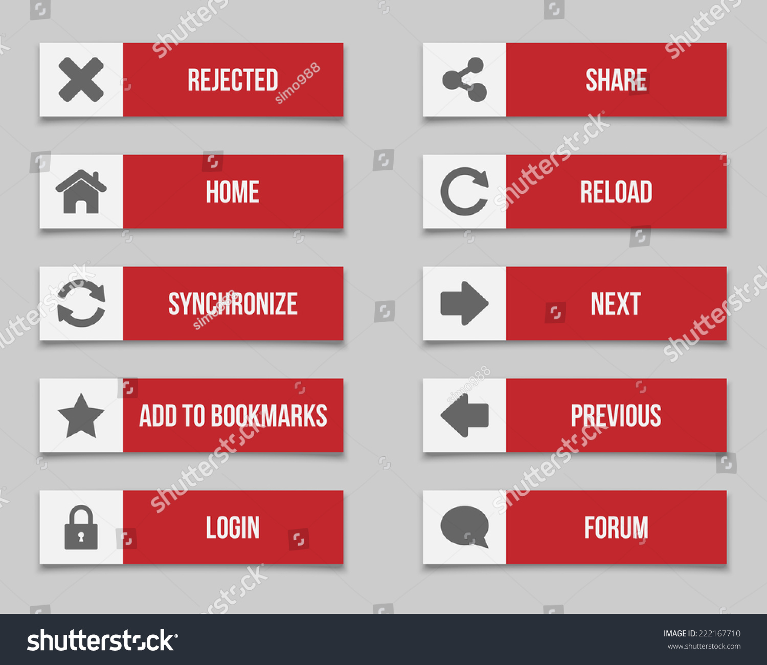 Flat Red Buttons Set Vector Available Stock Illustration 222167710 ...