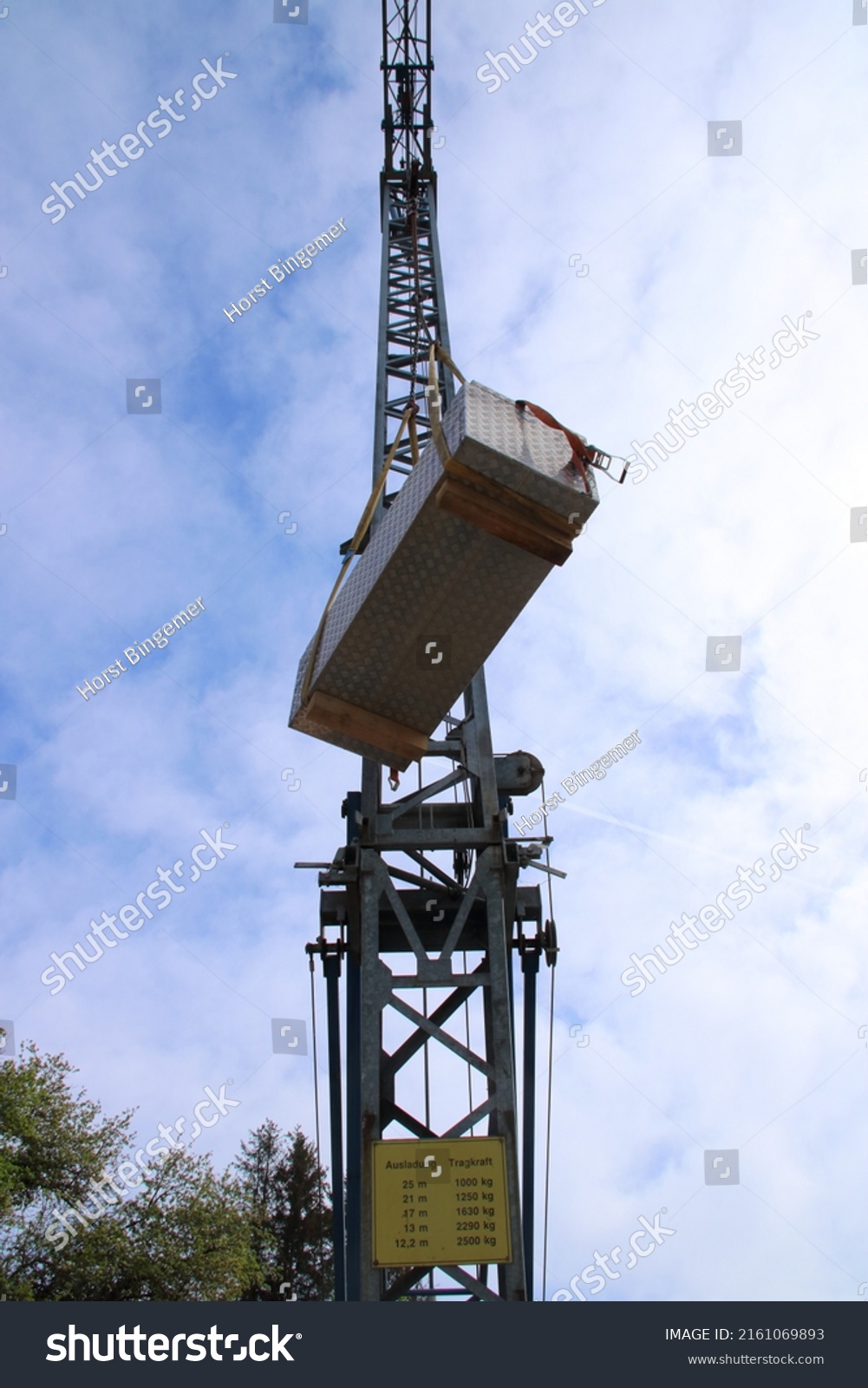 Flying Load Under Construction Crane Stock Photo 2161069893 | Shutterstock