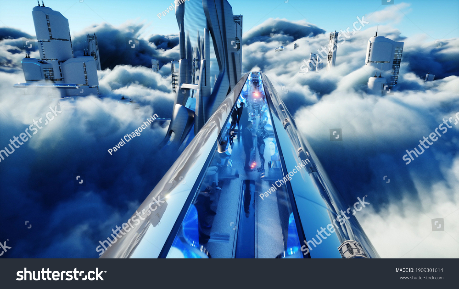 Flying Passenger Train Futuristic Sci Fi Stock Illustration 1909301614 Flying Passenger Train Futuristic Sci Fi Stock Illustration 1909301614