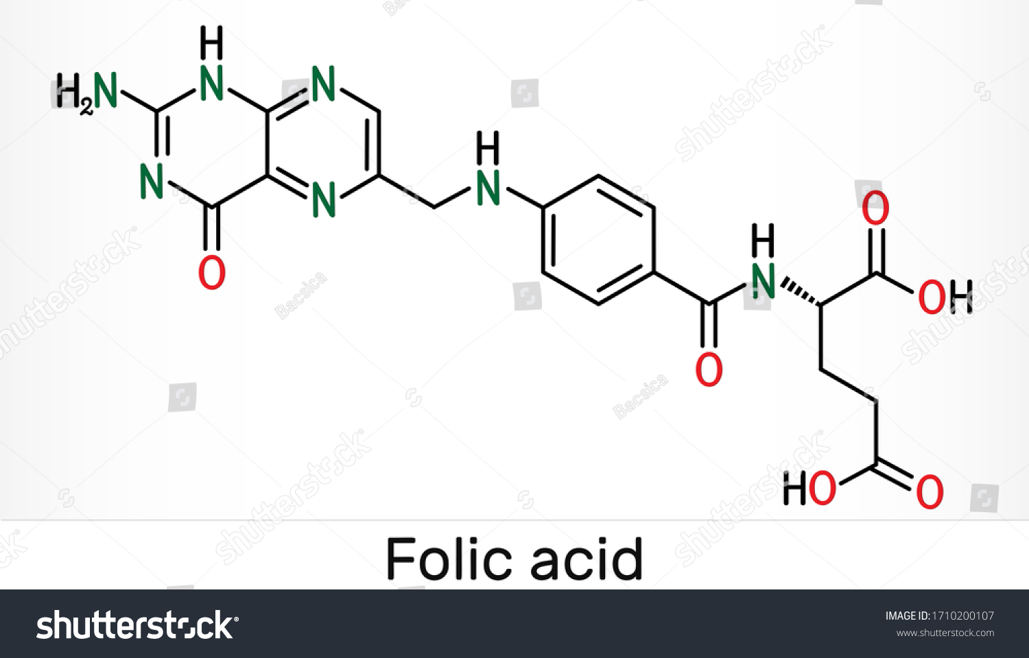 Folic Acid Folate Molecule Known Vitamin Stock Illustration 1710200107 Folic Acid Folate Molecule Known Vitamin Stock Illustration 1710200107