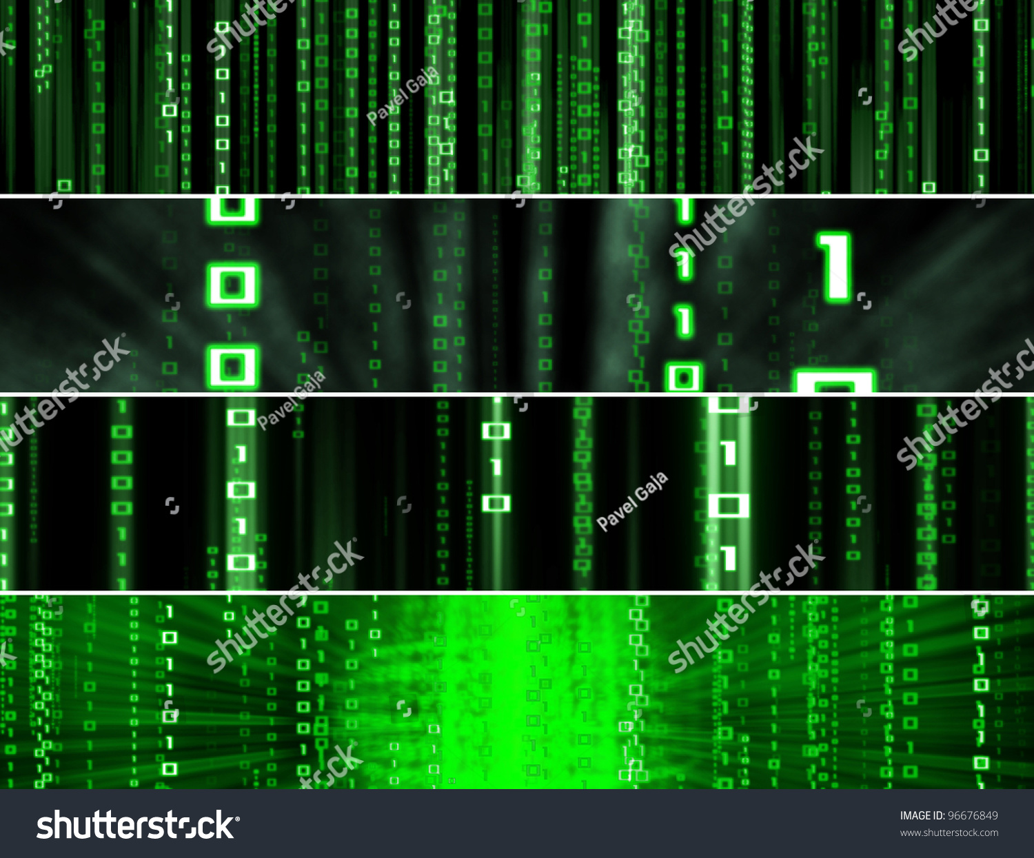 Four Banners With Matrix Binary High Tech Backgrounds Stock Photo ...