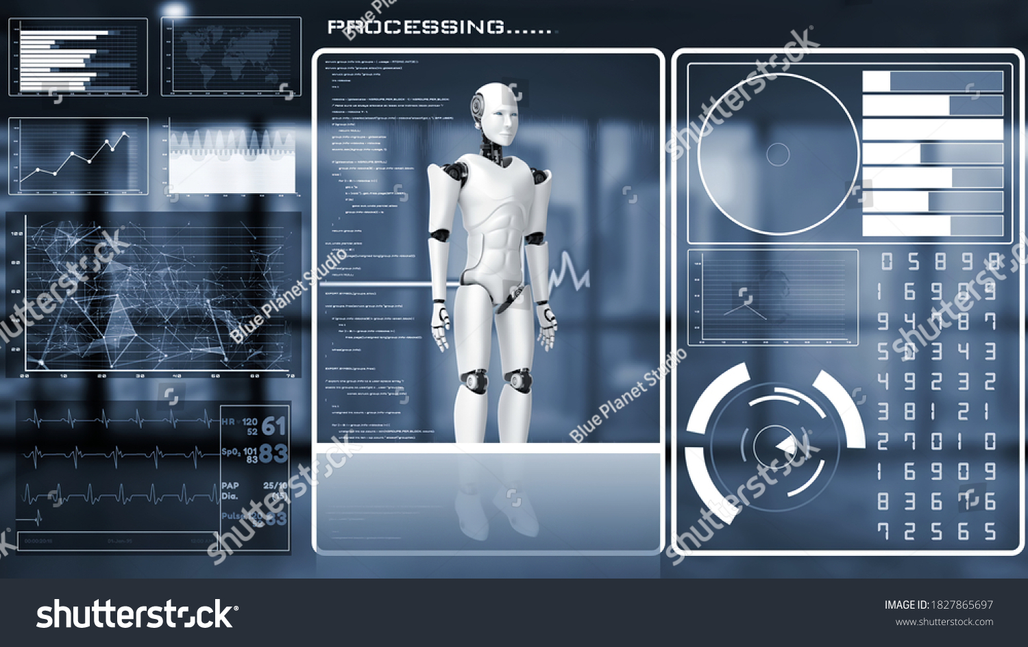 Futuristic Robot Artificial Intelligence Cgi Big Stock Illustration ...