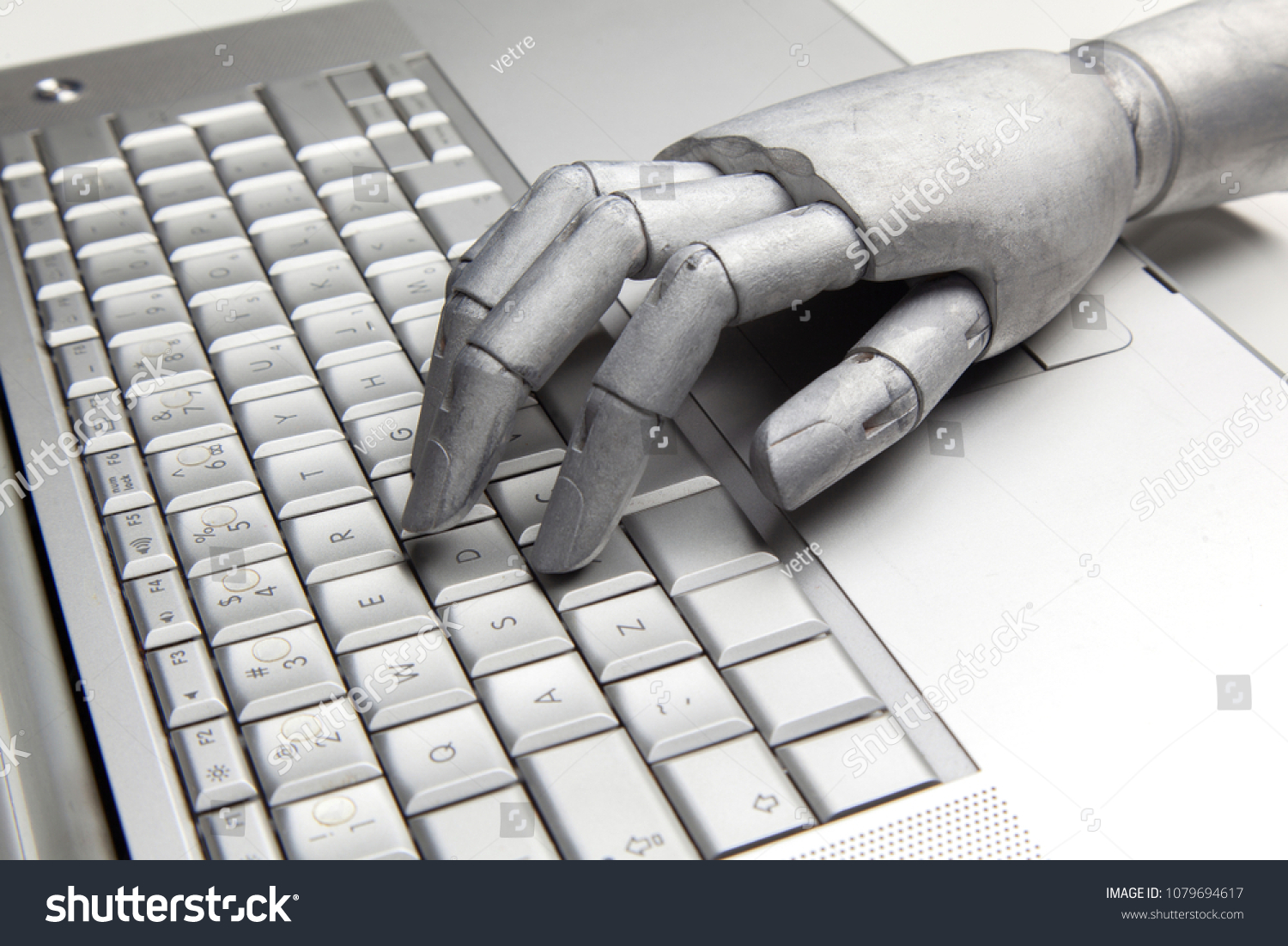 Futuristic Robot Hand Typing Working Laptop Stock Photo 1079694617 ... Futuristic Robot Hand Typing Working Laptop Stock Photo 1079694617 ...