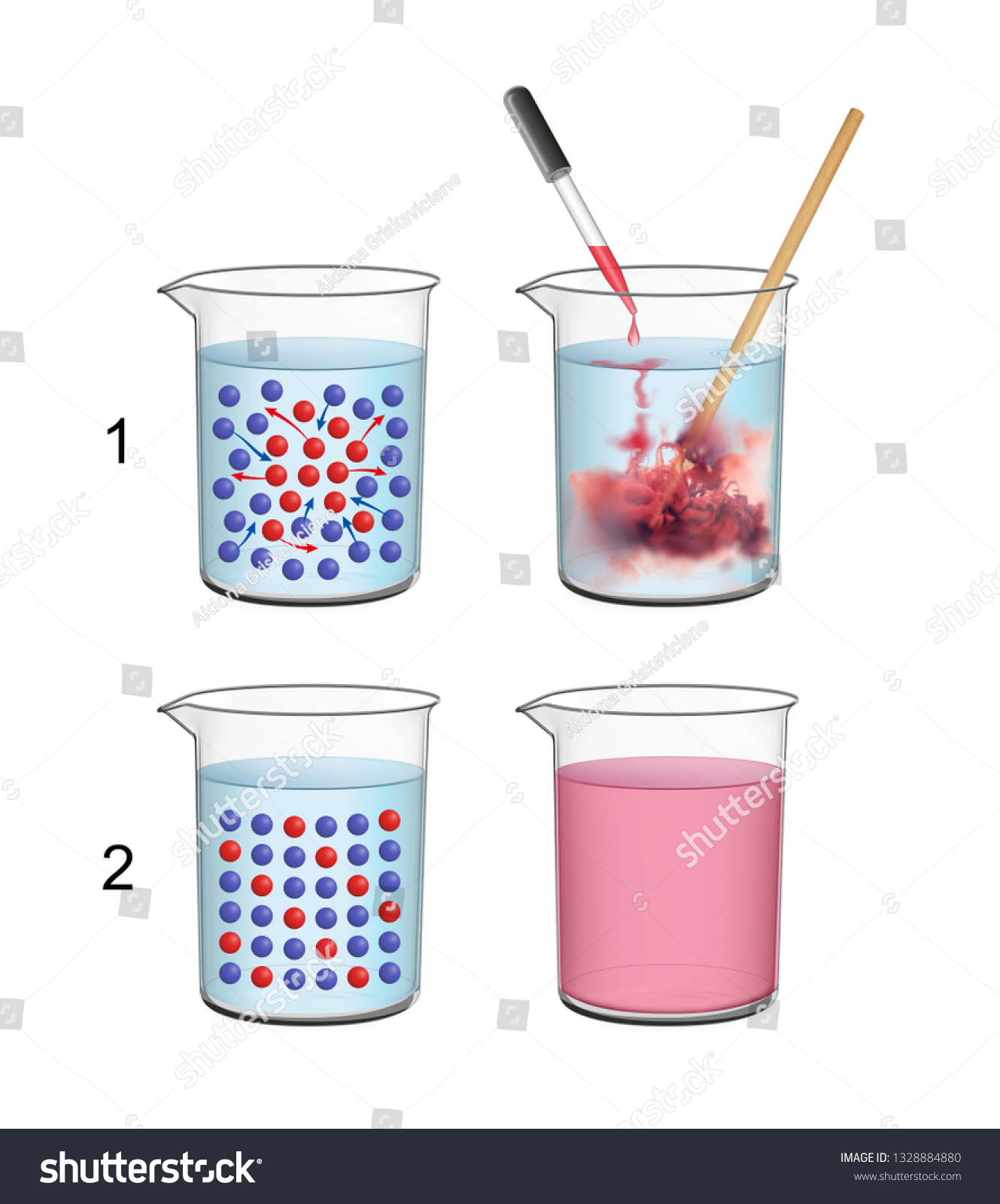 Gas Water Diffusion Diffusion Process Physics Stock Illustration 1328884880