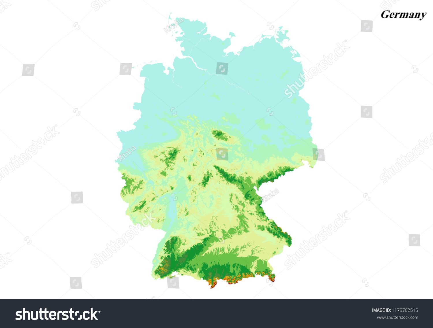 Germany Elevation Map 3d Rendering Stock Illustration 1175702515 ...