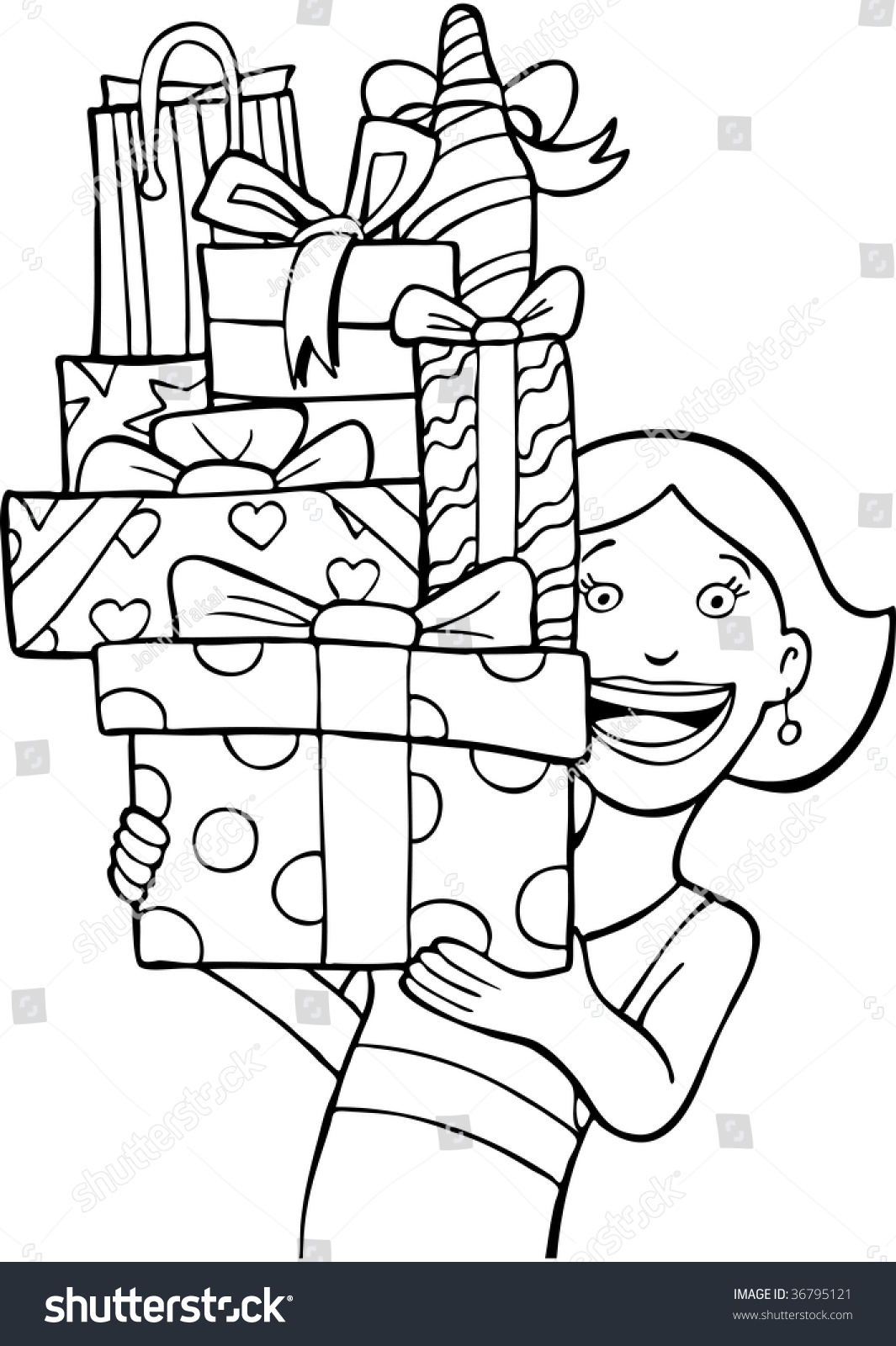 Gift Stack Line Art Stock Illustration 36795121 | Shutterstock