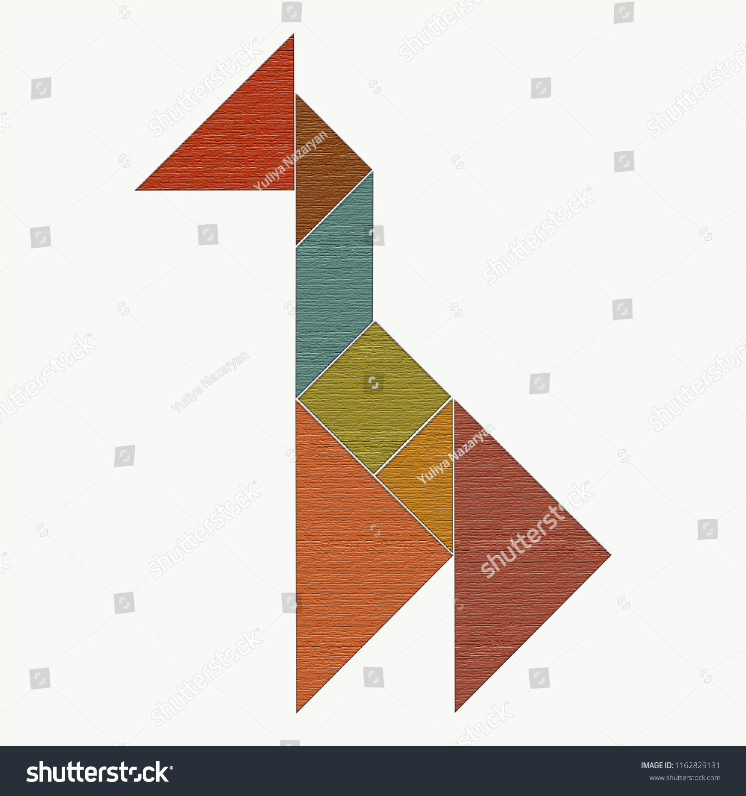 Giraffe Laid Out Pieces Puzzle Tangram Stock Illustration 1162829131