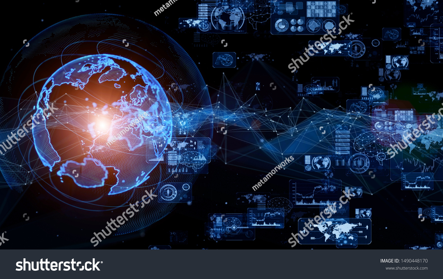 Global Communication Network Concept Gui Graphical Stock Illustration ...