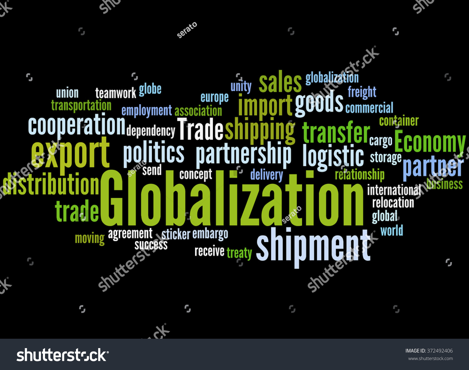 Globalization Word Cloud Concept On Black Stock Illustration 372492406 ...