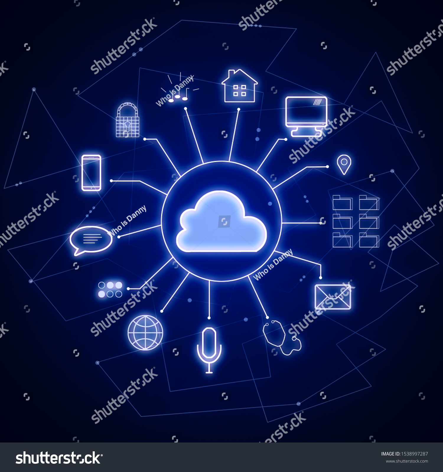 Glowing Cloud Interface On Dark Background Stock Illustration 1538997287