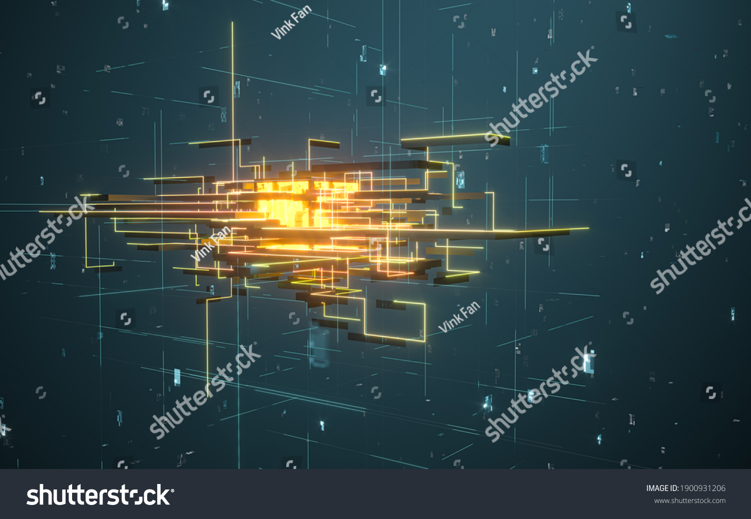 Glowing Electronics Lines Circuit Structure 3d Stock Illustration ...