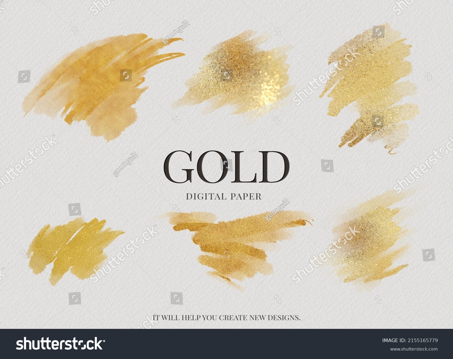 Gold Glitter Effect Element Design Set Stock Illustration 2155165779 ...
