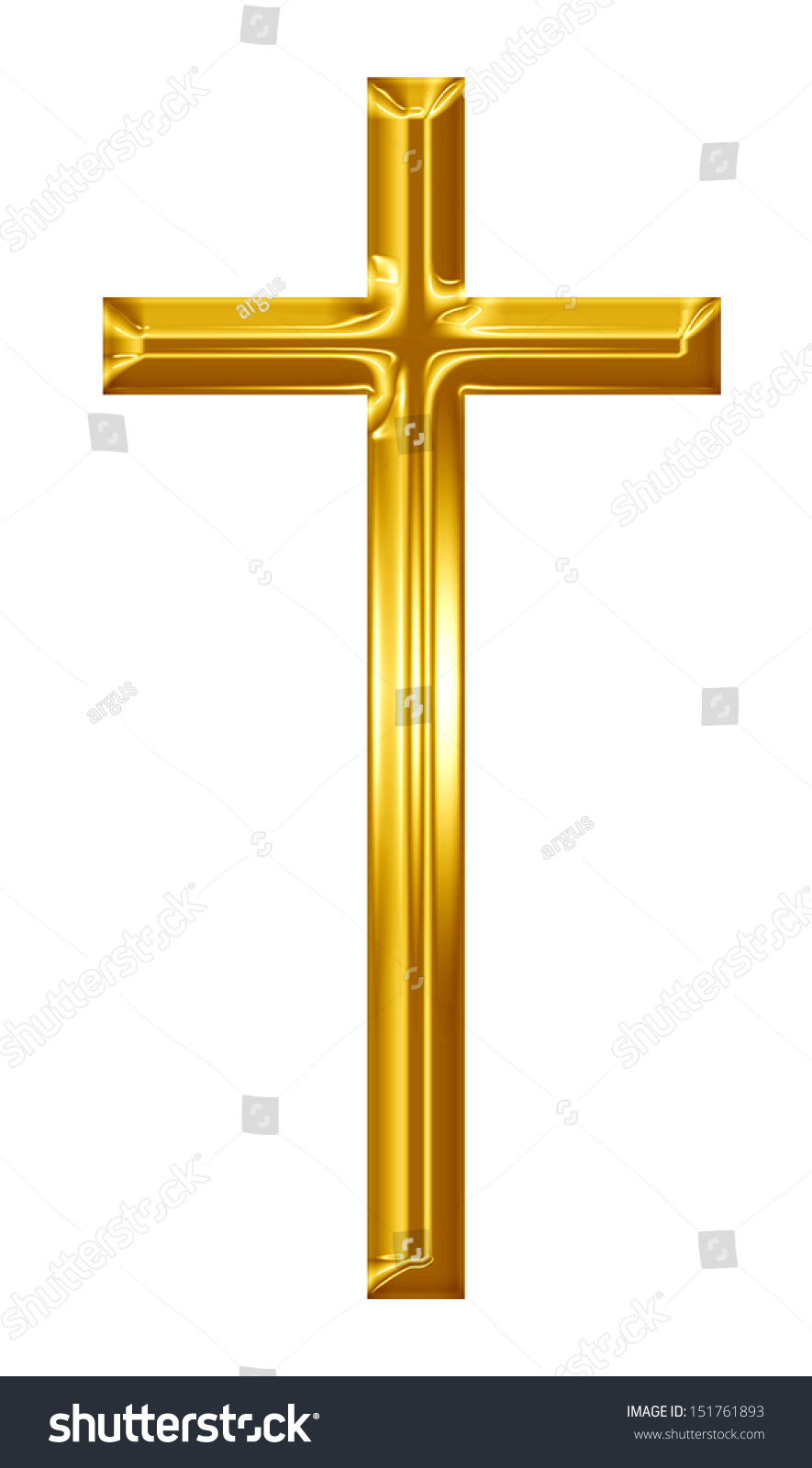 Golden Cross On Solid White Background Stock Illustration 151761893