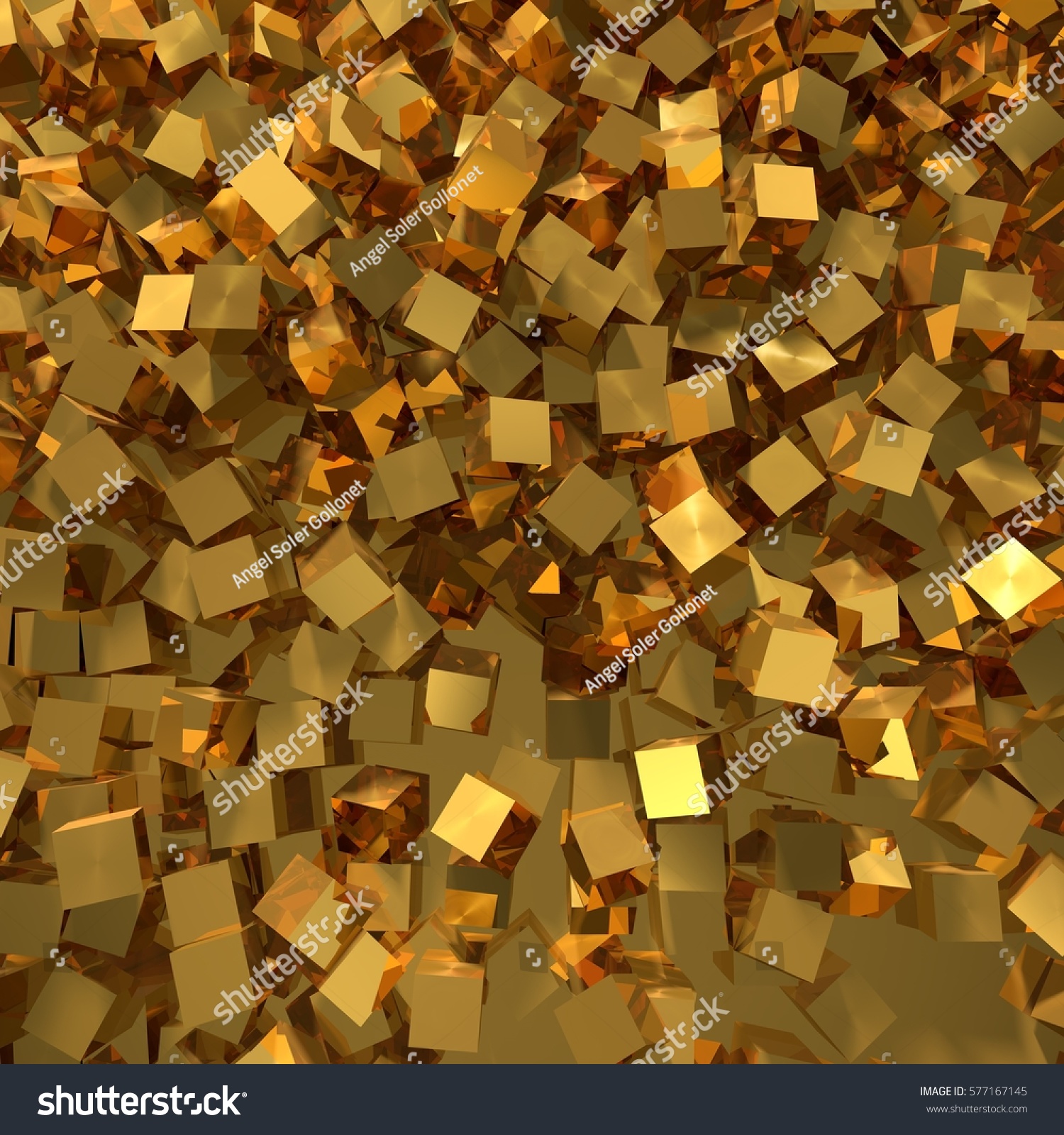 Golden Cubes Background 3d Rendering Stock Illustration 577167145 ...
