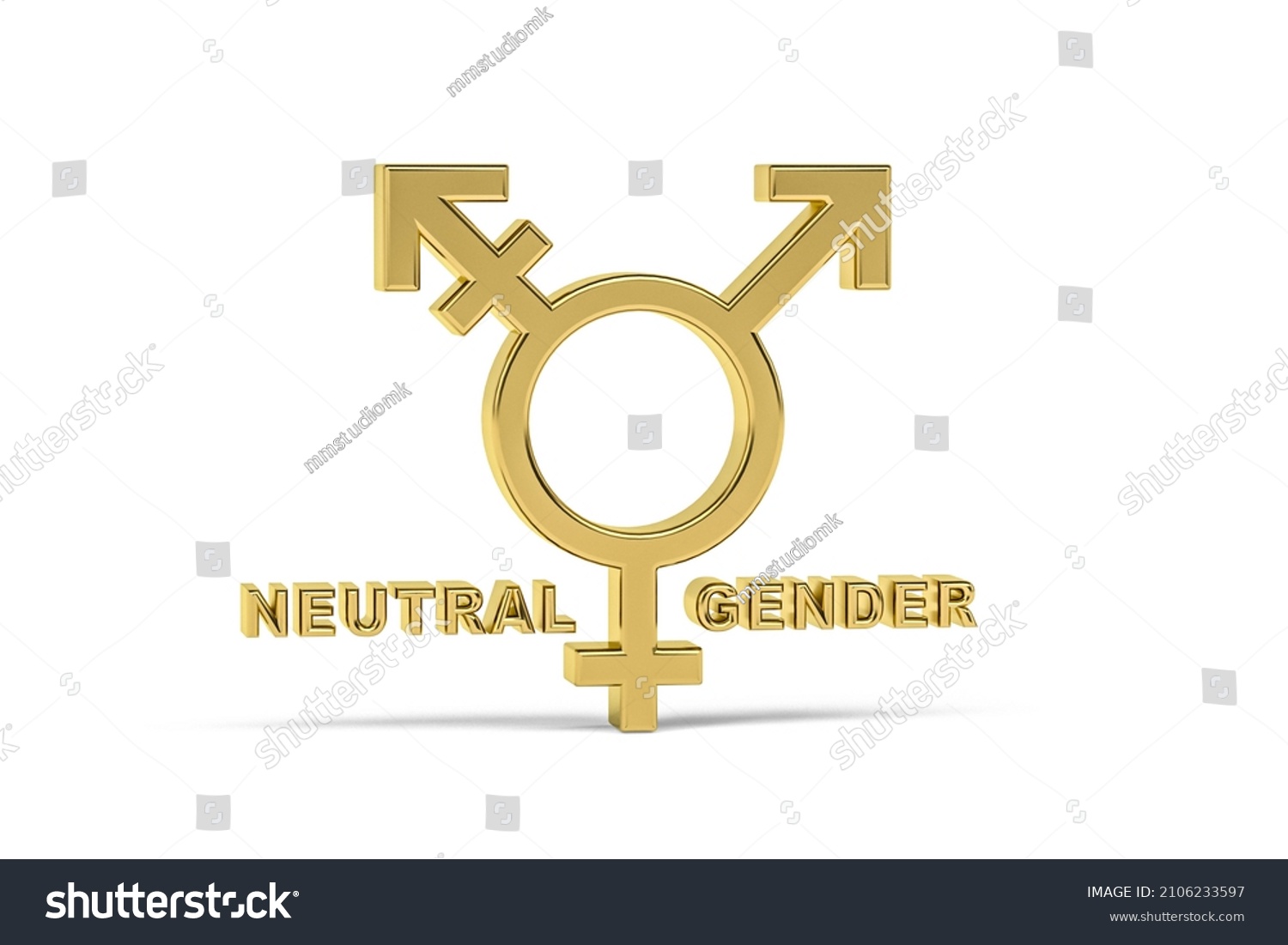 Golden 3d Nonbinary Icon Isolated On Stock Illustration 2106233597
