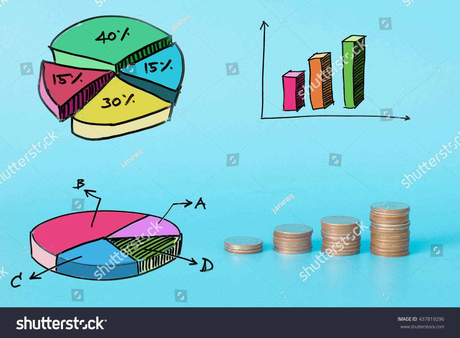 Graph Progress Bar Coin Stack Stock Photo 437819296 | Shutterstock