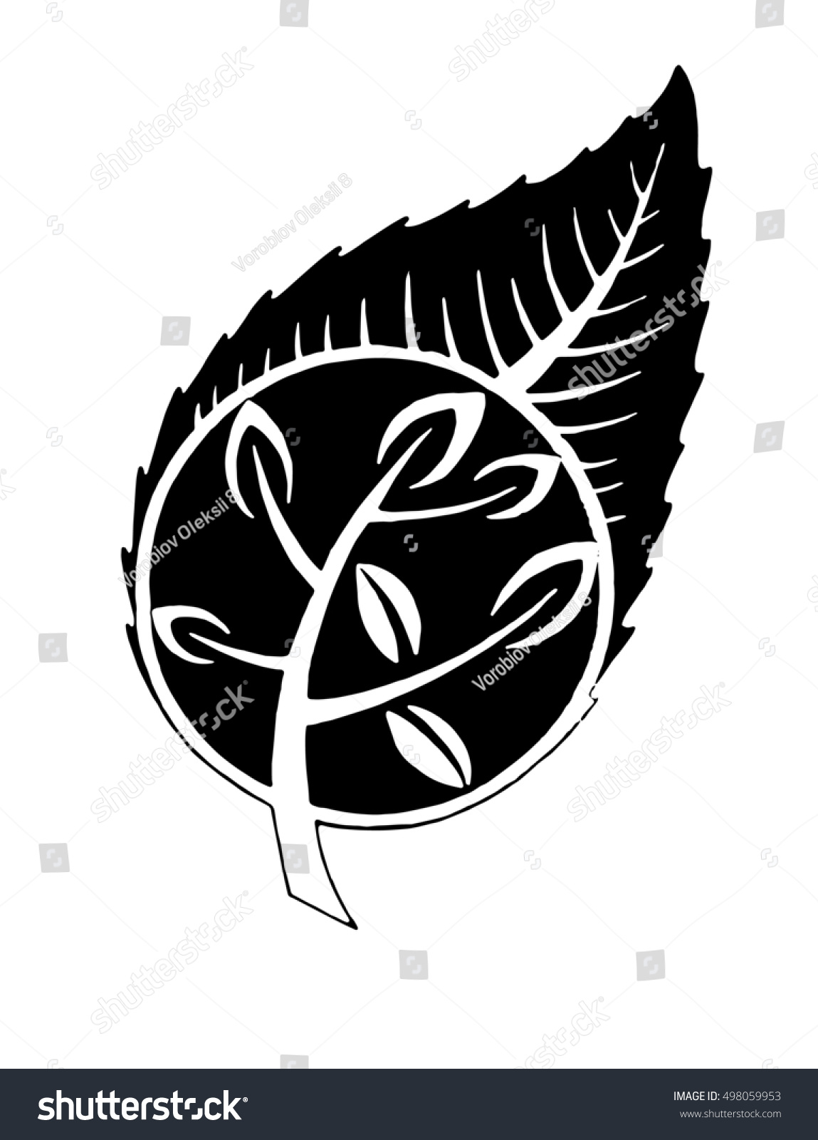 Graphical Emblem Leaf Stock Illustration 498059953