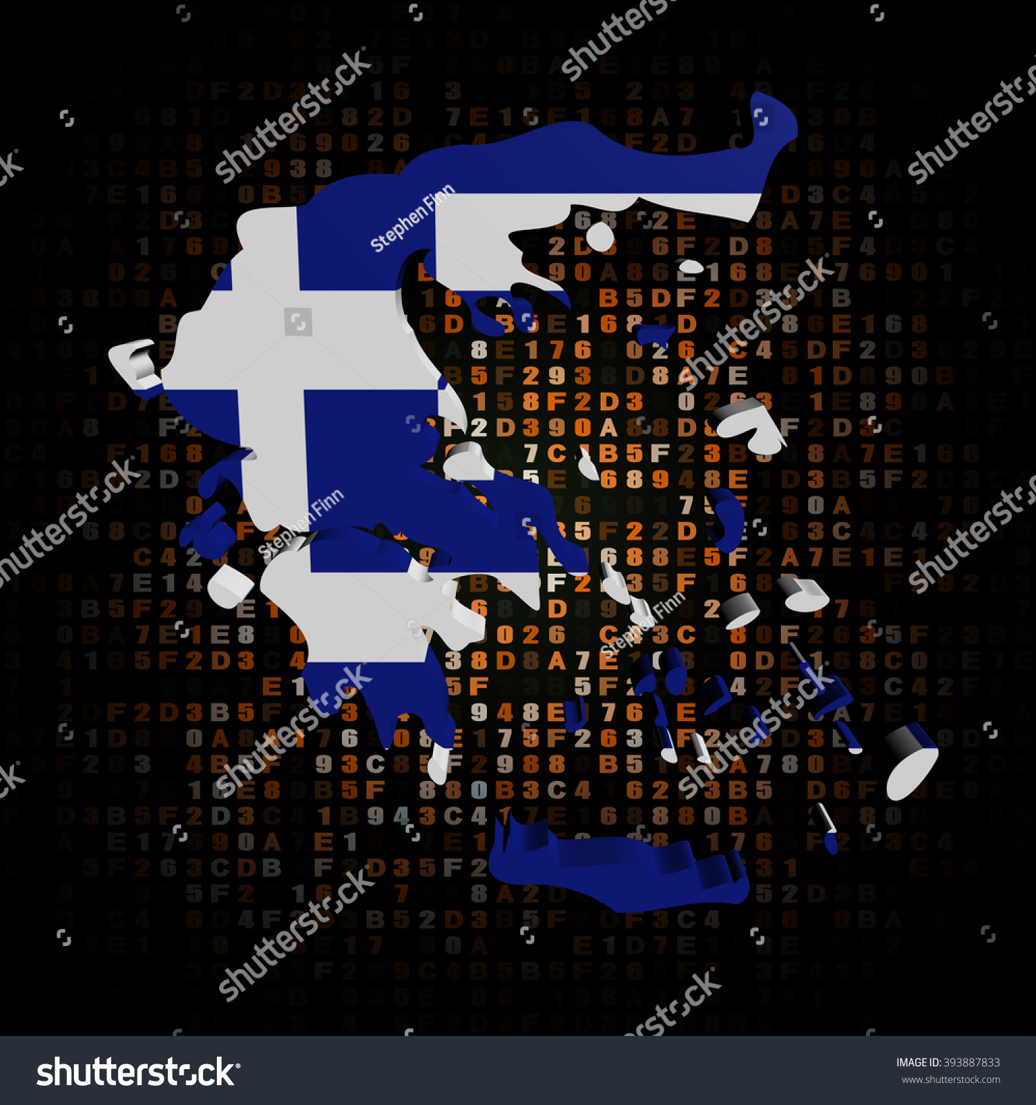 Greece Map Flag On Hex Code Stock Illustration 393887833
