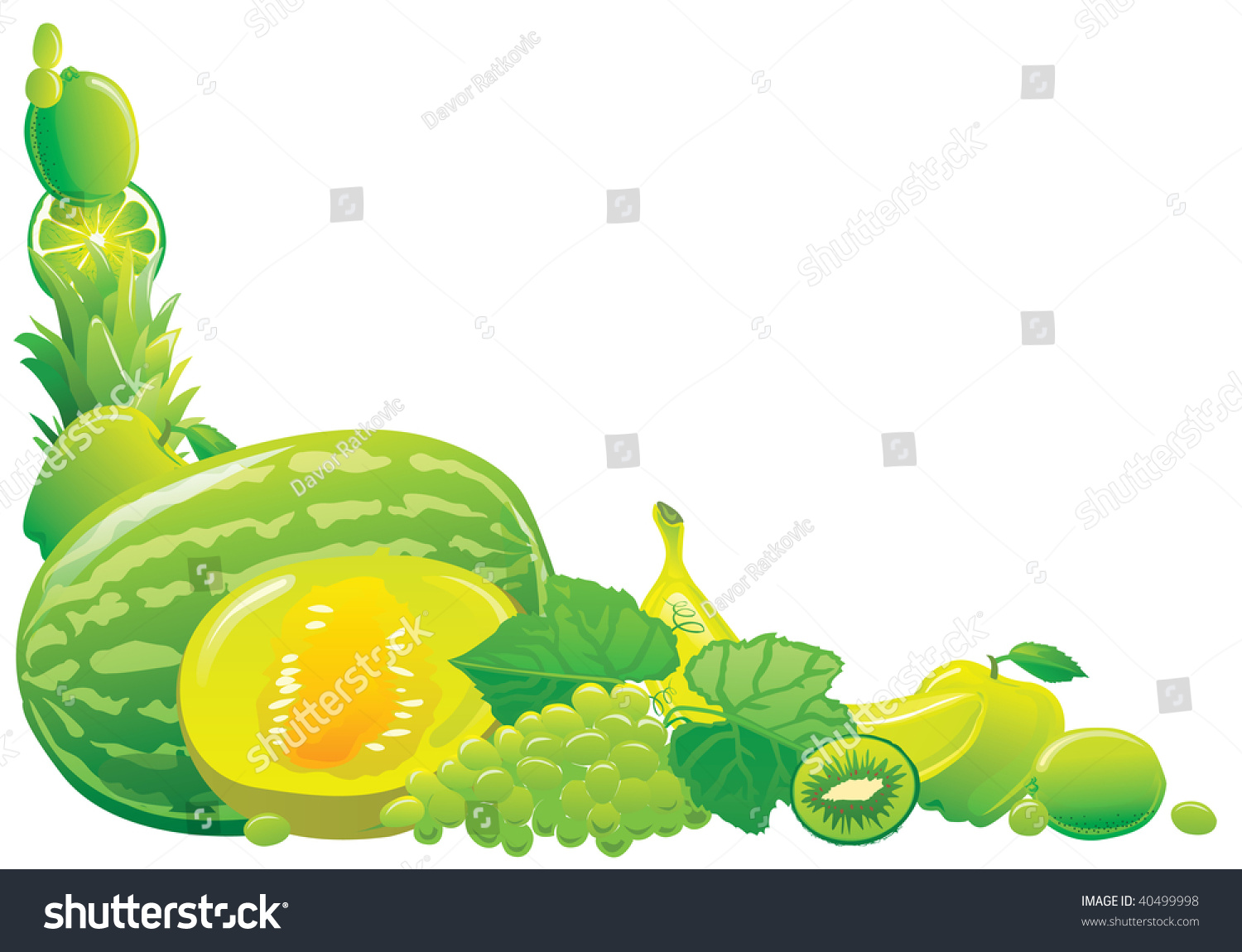 Green Fruit Corner Jpeg Version Stock Illustration 40499998 | Shutterstock