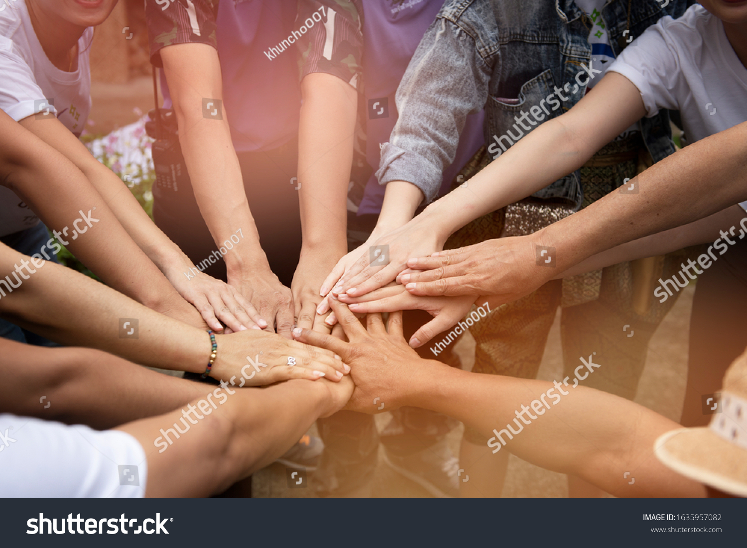 Group Diverse Hands Together Joining Concept Foto de stock 1635957082 ... Group Diverse Hands Together Joining Concept Foto de stock 1635957082 ...