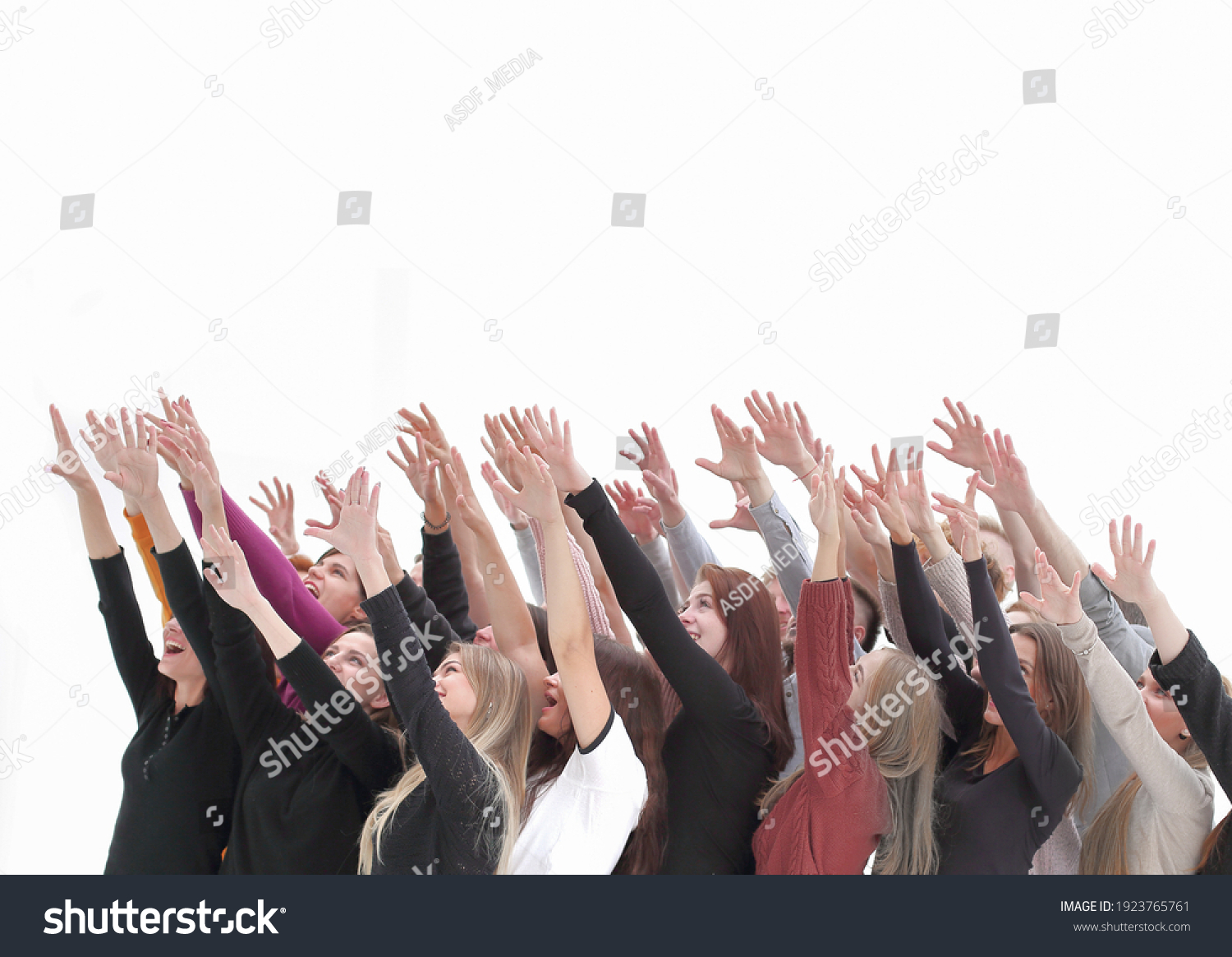 Group Diverse Young People Holding Their Stock Photo (Edit Now) 1923765761 Group Diverse Young People Holding Their Stock Photo (Edit Now) 1923765761