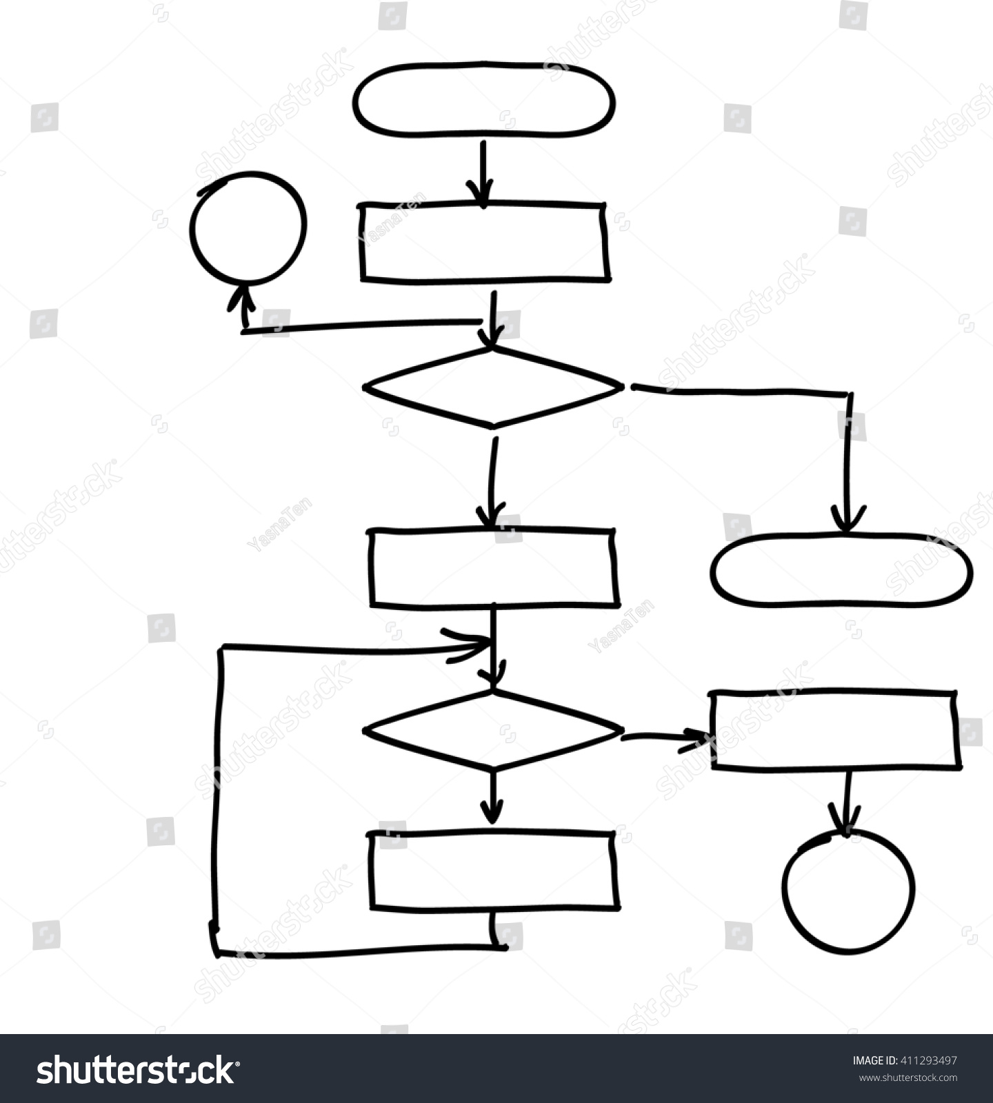 Handdrawn Abstract Flowchart Design Elements Set 스톡 일러스트 411293497 ...