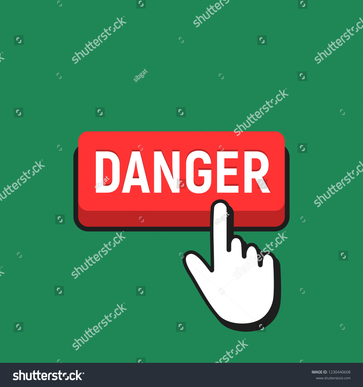 Hand Mouse Cursor Clicks Danger Button 스톡 일러스트 1230440608 | Shutterstock