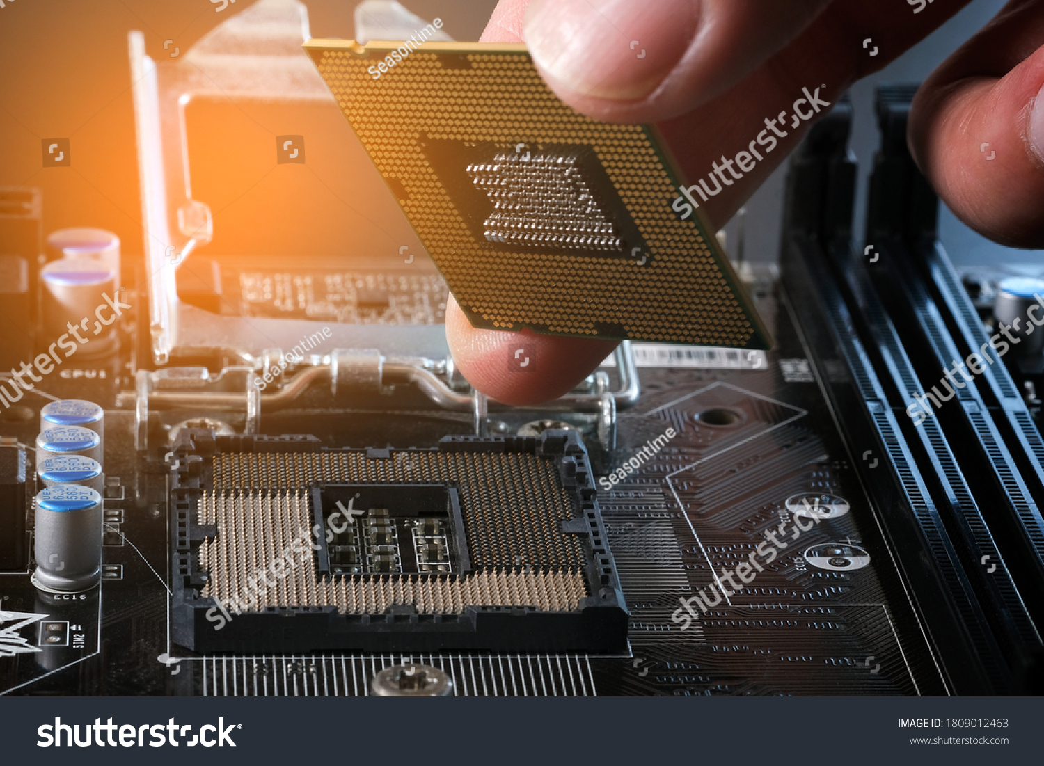 Hand Computer Engineering Brings Computer Cpu Stock Photo 1809012463 ...