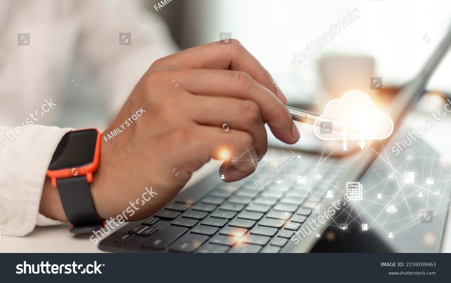 Hand Touching Infographic Cloud Computing Technology Stock Photo ... Hand Touching Infographic Cloud Computing Technology Stock Photo ...